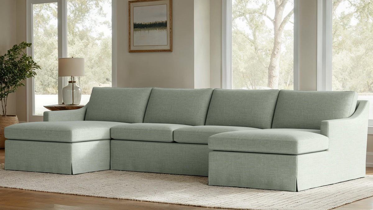 Vera Skirted Double Chaise Sectional | Made in the USA by BenchMade Modern
